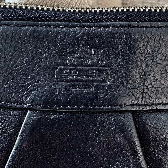 Coach | Bags | Coach Black Leather Shoulder Bag Royal Purple Satin Lining Silver Hardware | Poshmark